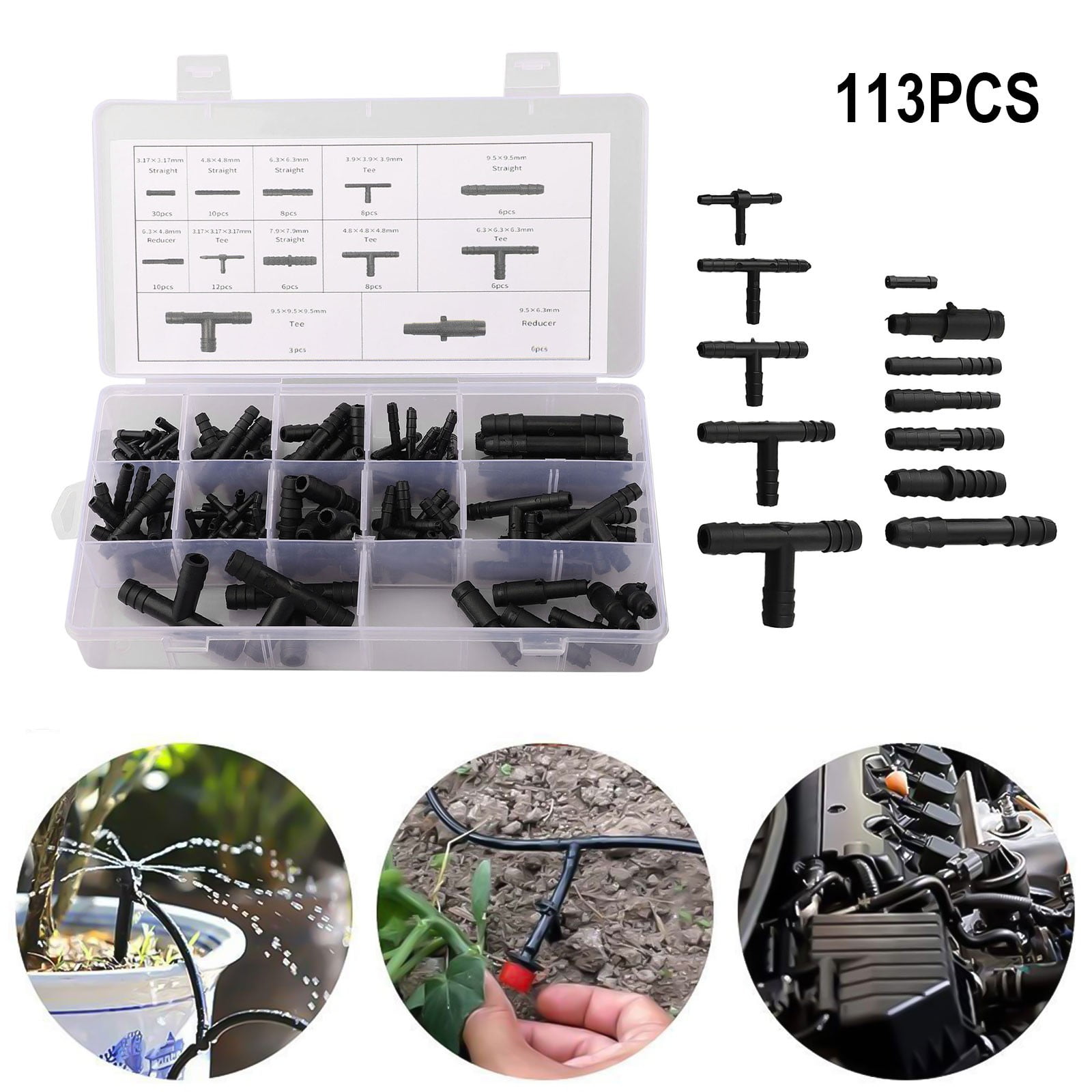 113 Pcs Vacuum Connector Assortment, 12 Sizes Automotive Vacuum Tubing ...
