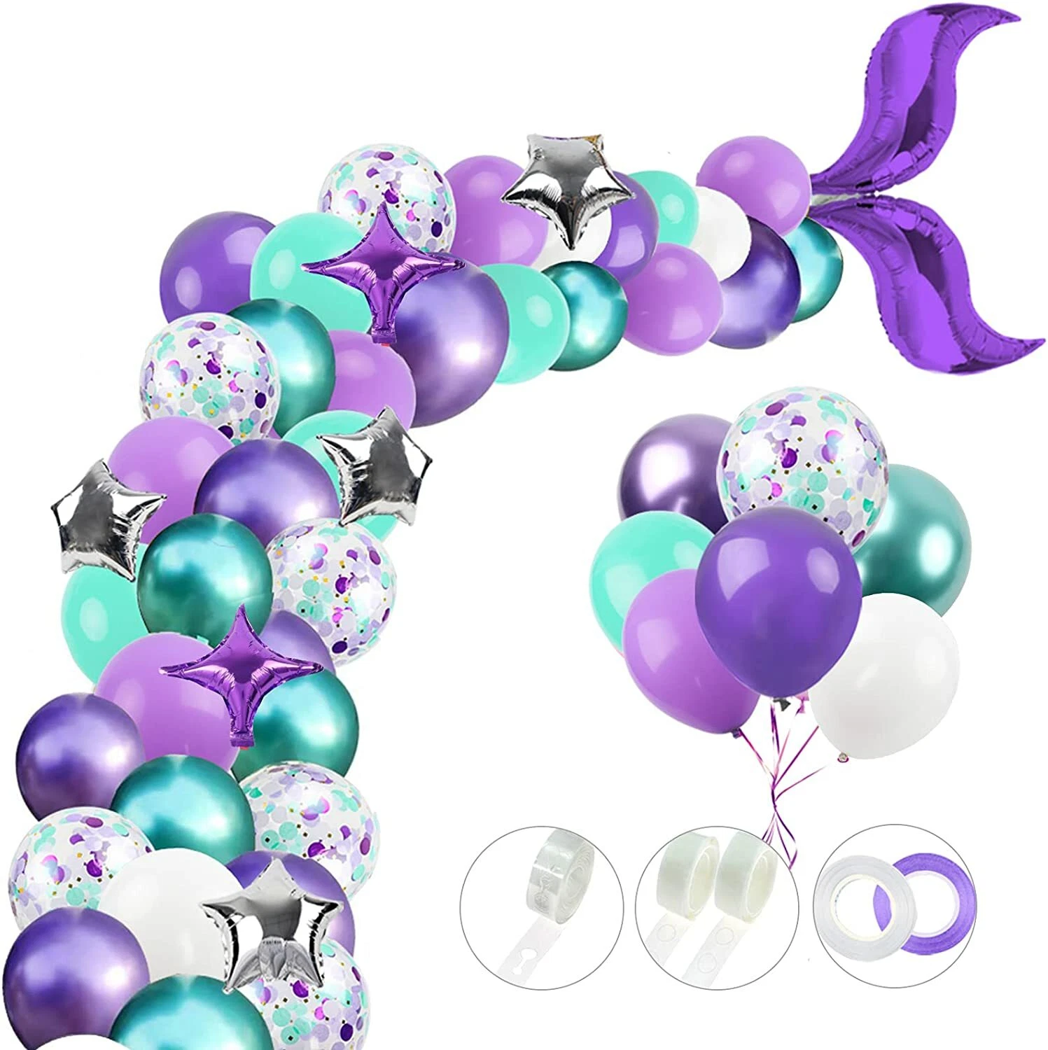 113 Piece Mermaid Balloon Garland Arch Kit Birthday Party Decorations ...