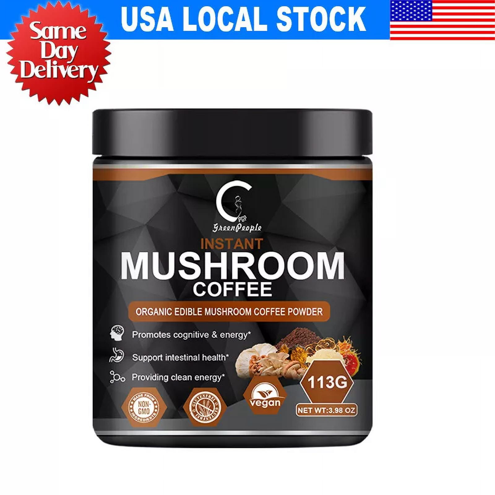 113G_Organic_Lions_Mane_Mushroom_Coffee_Powder_Supplement_Brain ...