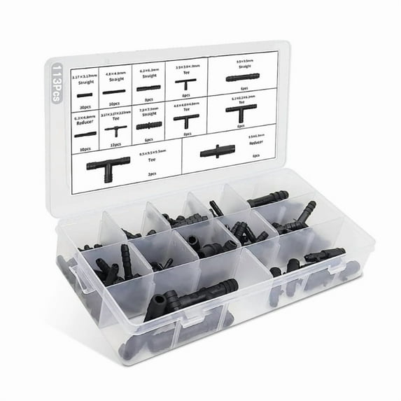 113Pcs Hose Connector Assortment Drip Irrigation Fittings Tees ...