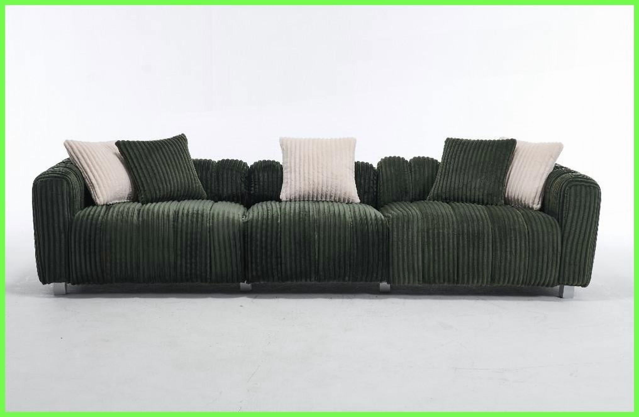 114-Inch Corduroy Three-Seater Sofa – Classic Style with Solid Wood ...