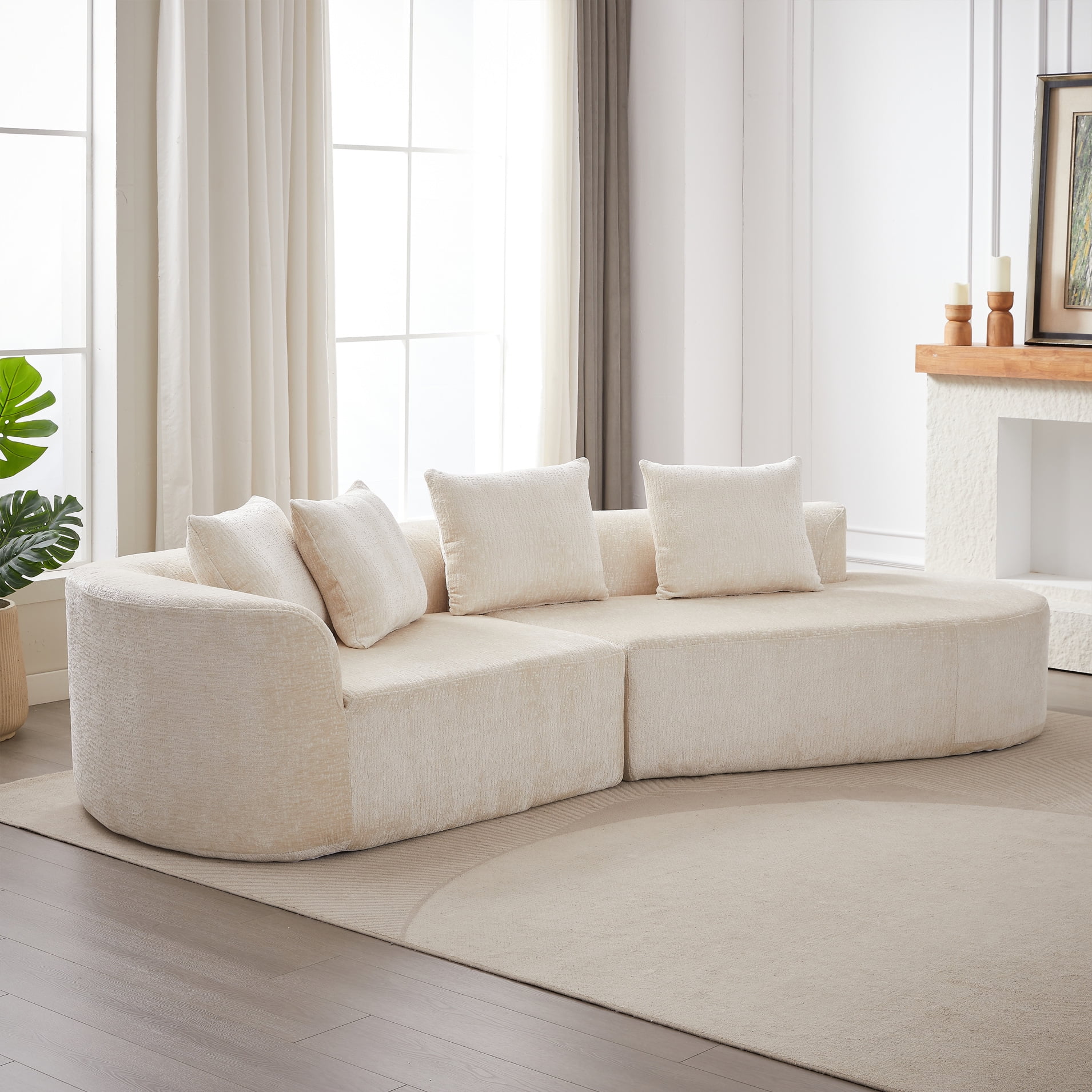 114 Inch Oversized Upholstered Sectional Sofa, Modern 4-Seater ...