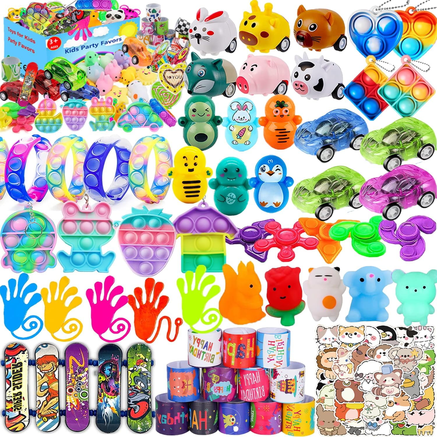 114 Pack Pop Party Favors for Kids 4-8 8-12, Premium Pop Fidget Toys, Birthday Gifts, Treasure ...