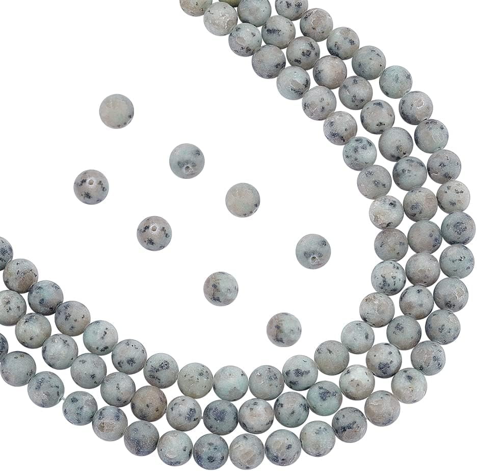 114 Pcs Mint Sesame Jasper Stone Beads 10.5mm Natural Crystal Beads ...