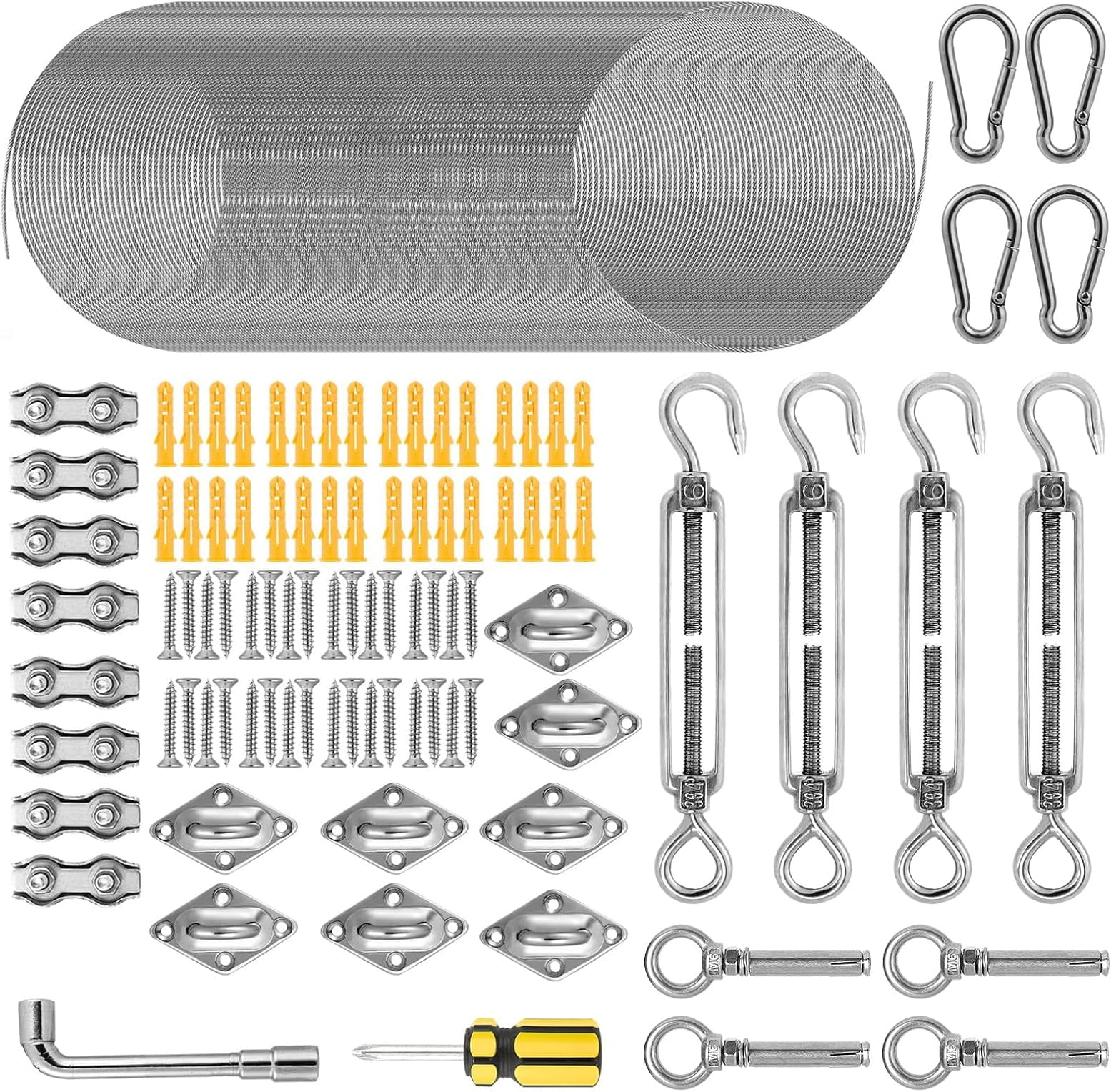 114 Pcs Sun Shade Hardware Kit for Rectangle Triangle Sun Shade, 6 Inch ...