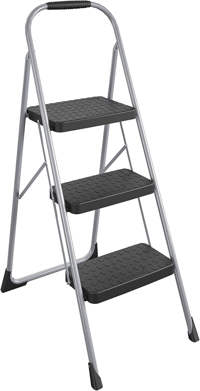 11408PBL1E Three Step Big Step Folding Step Stool with Rubber Hand Grip ...