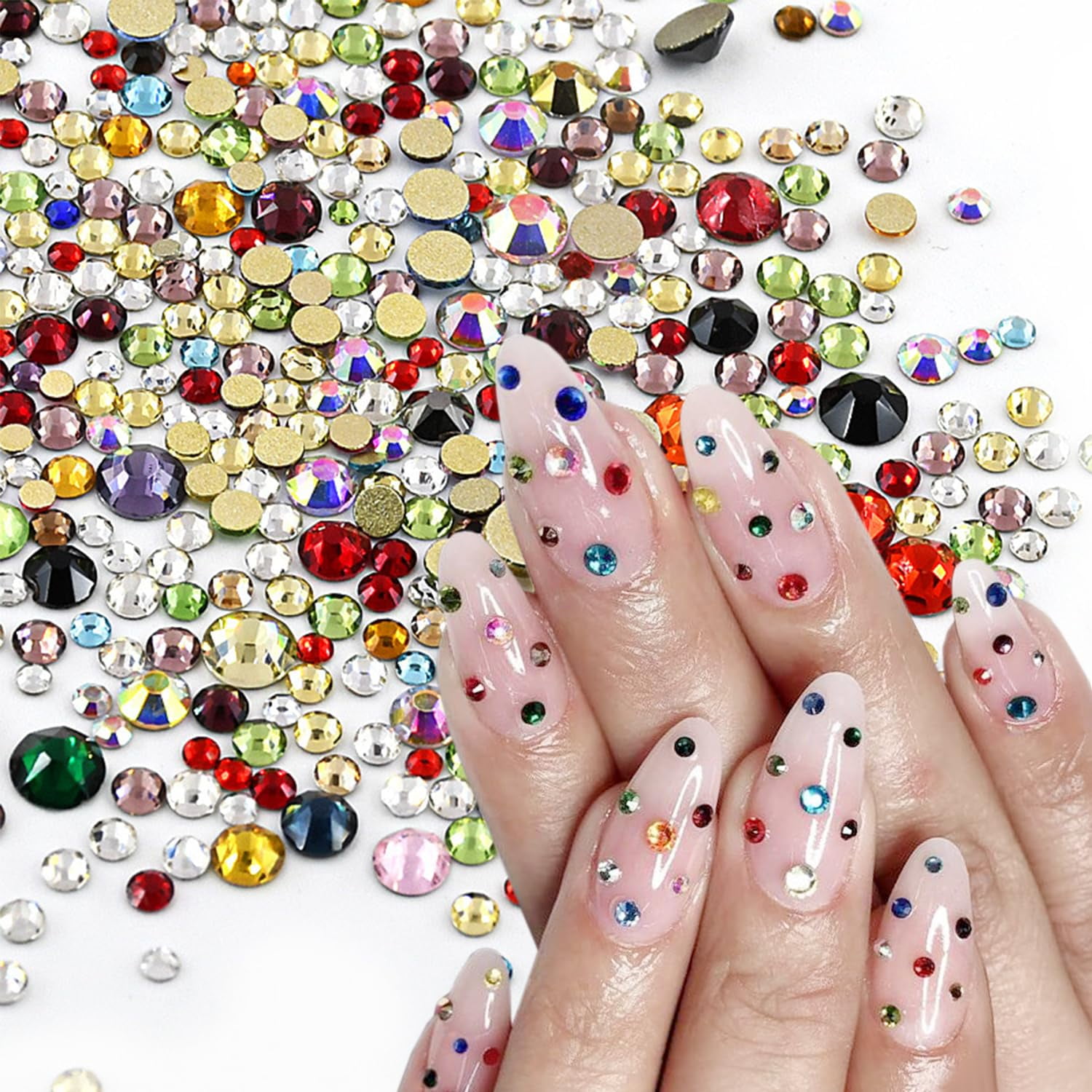 1140Pcs Colorful Rhinestones Nail Charms Bling Flatback Crystal Nail ...