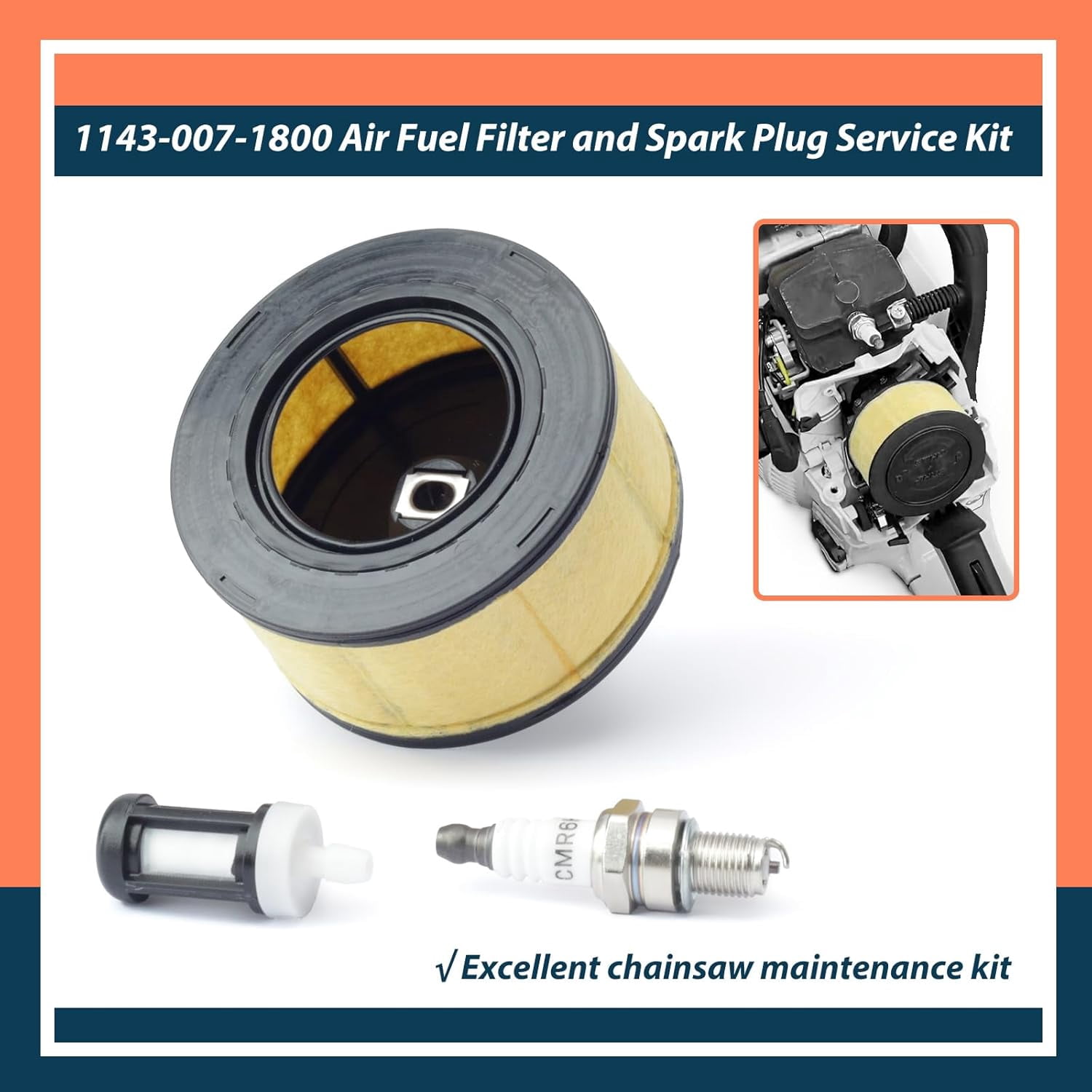 1143-007-1800 Air Fuel Filter and Spark Plug Service Kit Compatible ...