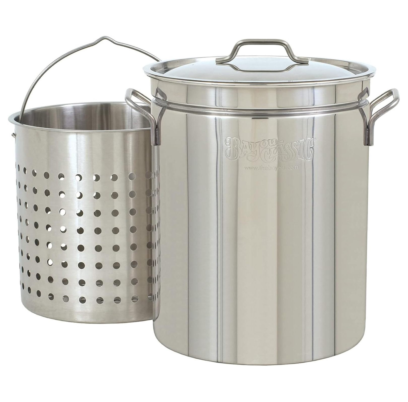 1144 44-qt Stainless Stockpot w/Basket Features Domed Vented Lid Heavy ...