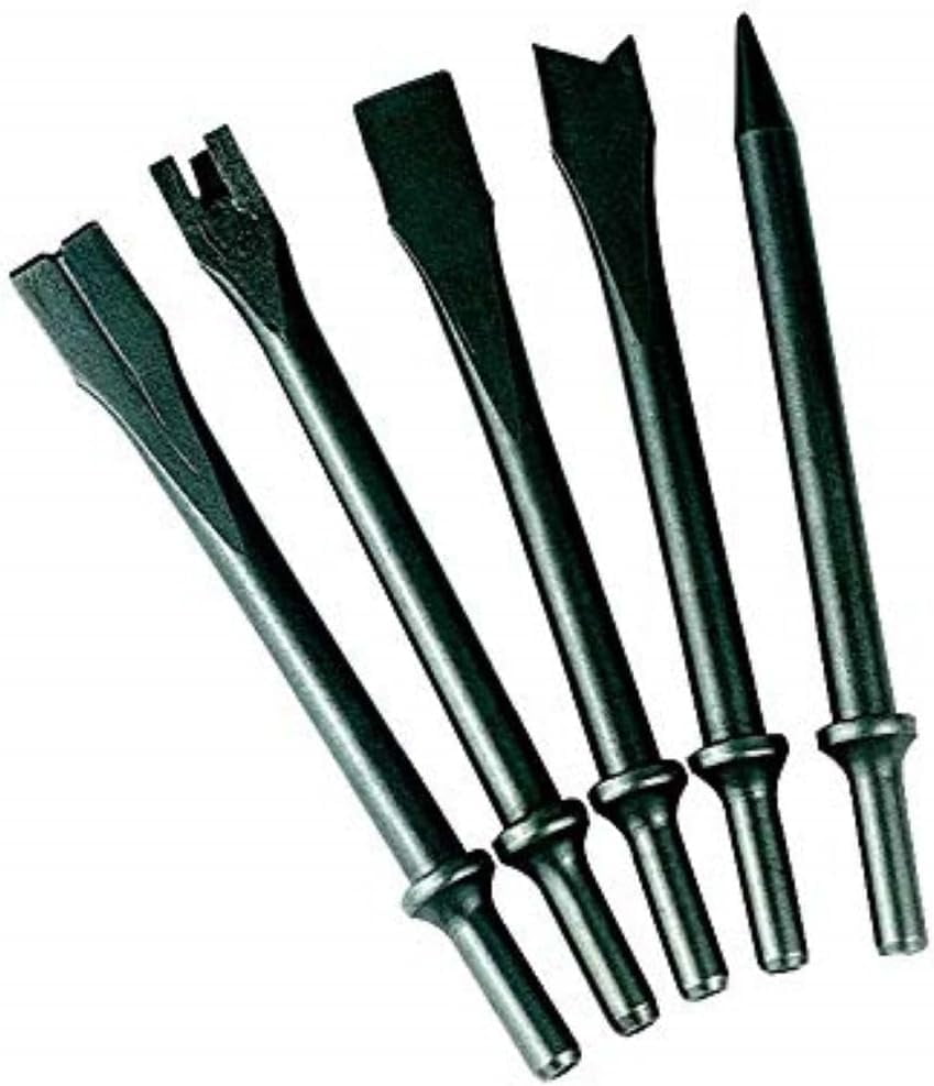 114GQC Edge Series Air Hammer 9500 Chisel Bit Kit, 5 Piece Set with Tapered Punch, Flat Chisel ...
