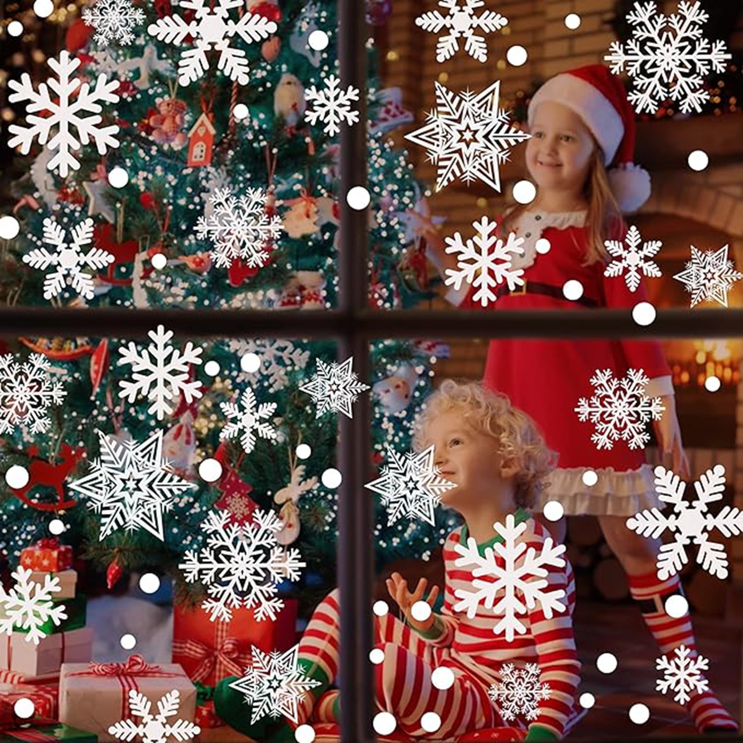 114Pcs Christmas Window Clings Snowflake Window Stickers Decals Winter ...