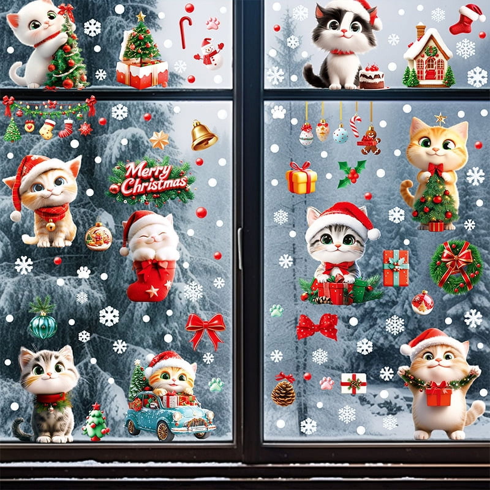 114Pcs Christmas Window Clings Snowflake Window Stickers Decals Winter ...