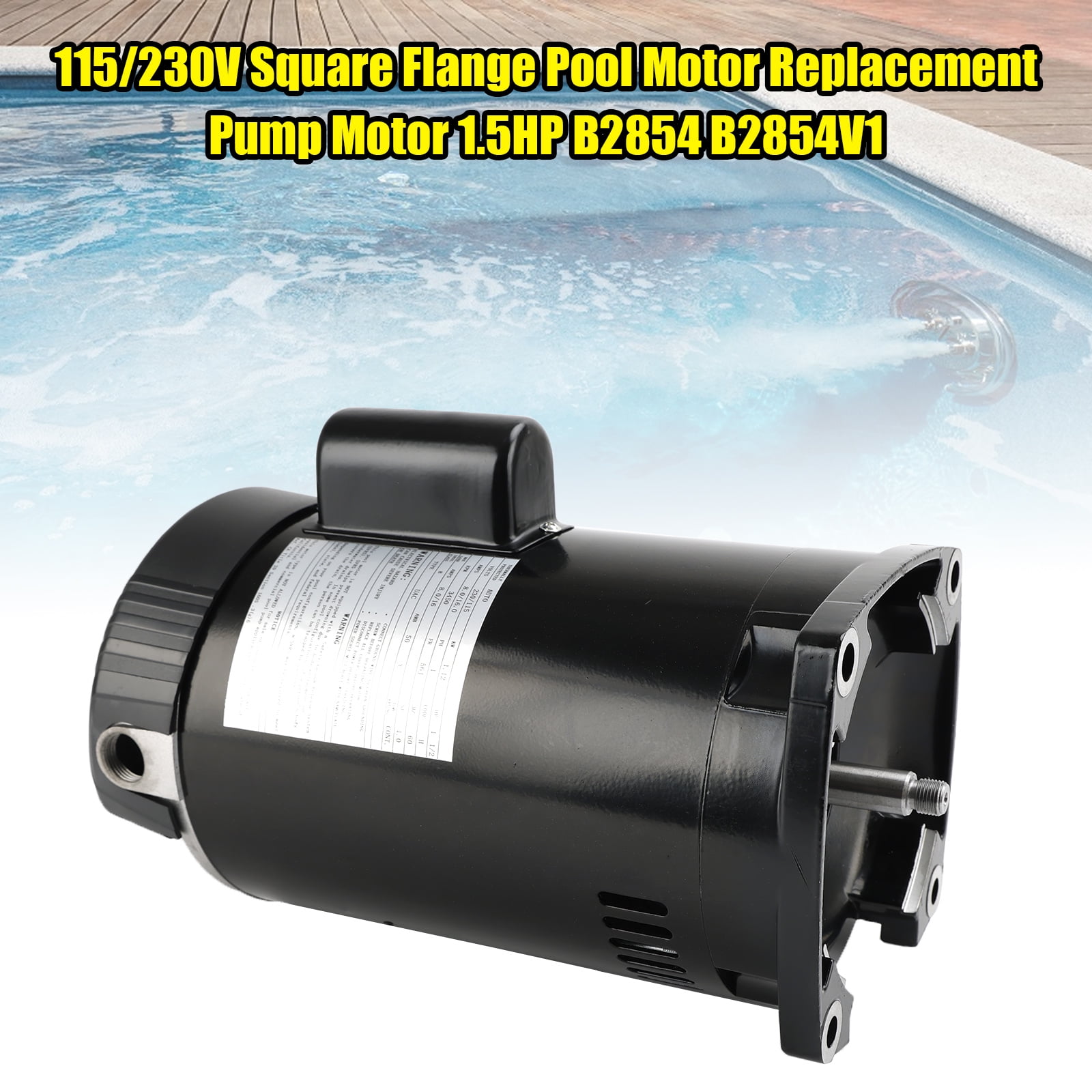 115/230V Square Flange Pool Motor Replacement Pump Motor 1.5HP B2854 ...