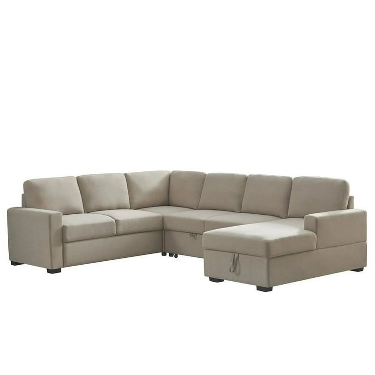 Devion Furniture Linen Storage Sectional Sofa Beige