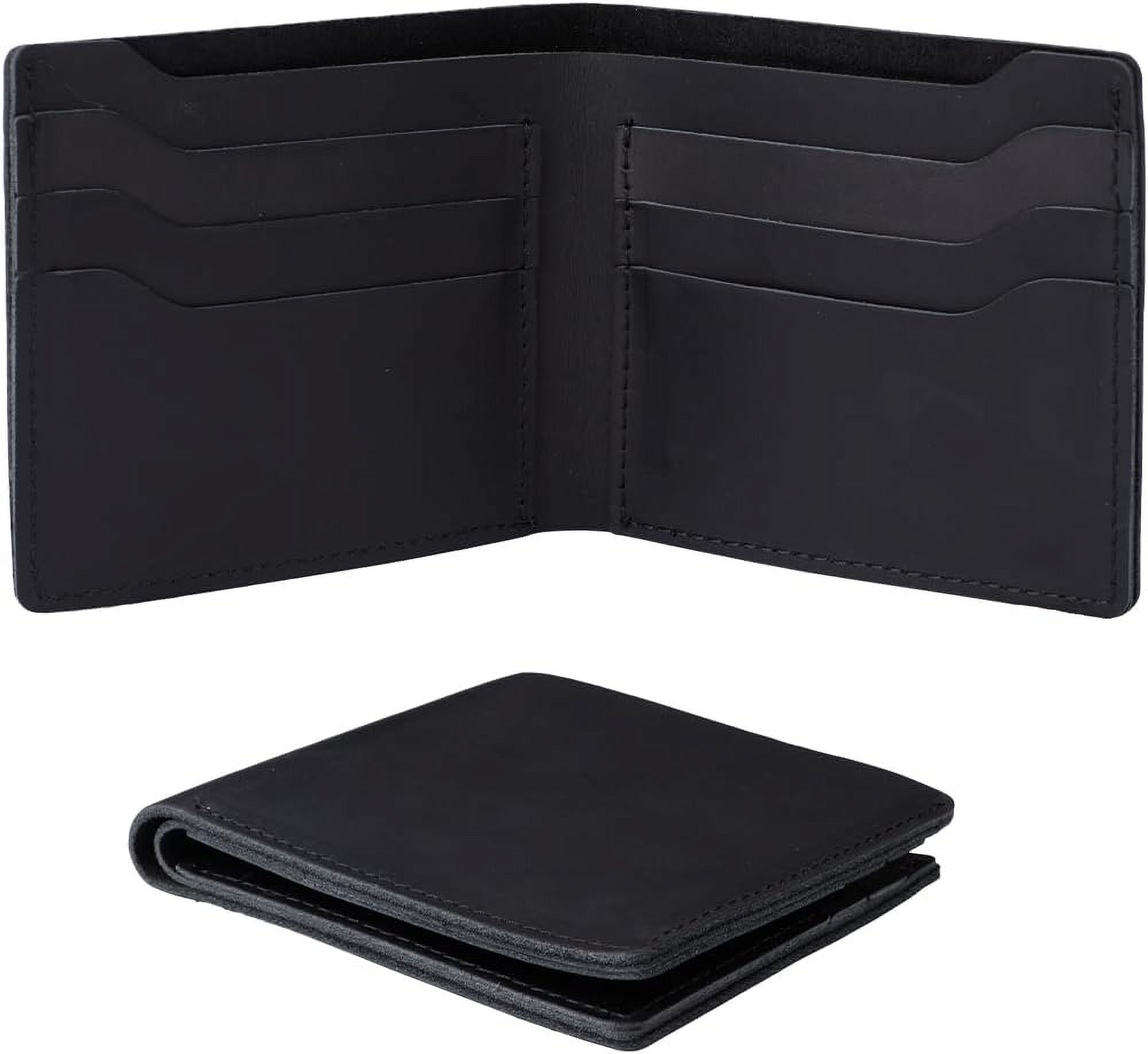 115 * 96mm Bifold Wallet Crazy Horse Leather Credit Card Wallets Black ...