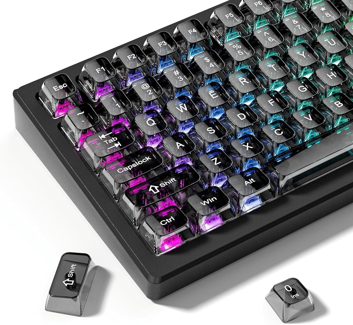 115 Grey Clear keycaps, Transparent MDA Profile Keyboard Key Cap for Mx ...