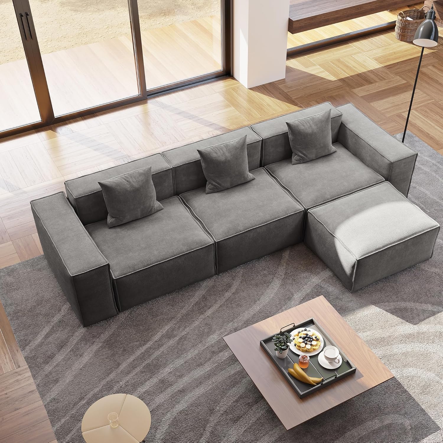 115" Oversized Modular Sectional Sofa for Living Room Modern Large L ...