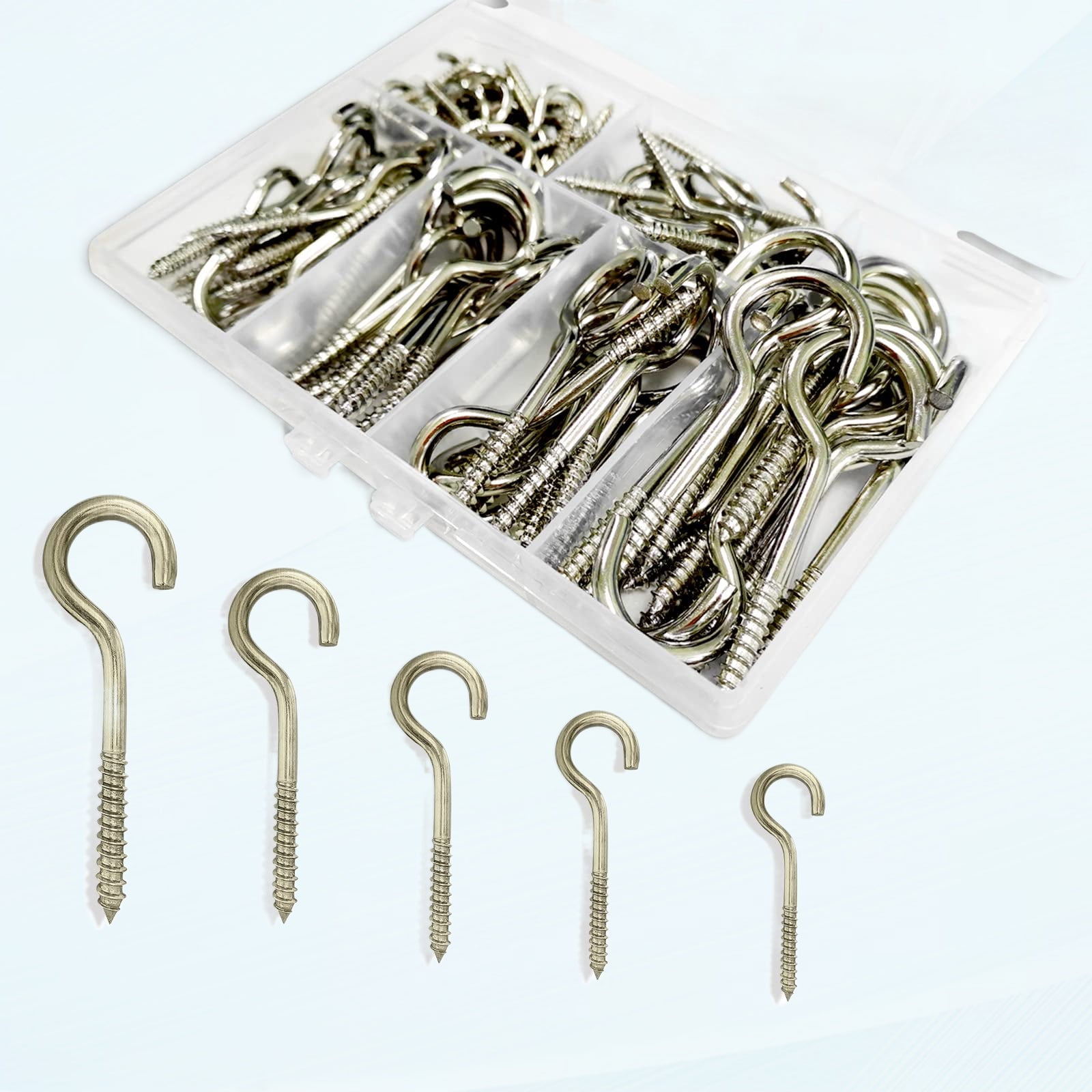 115 Pcs 5 Sizes Threaded Hook Kit Ceiling Hook Heavy Duty Screw Hook ...