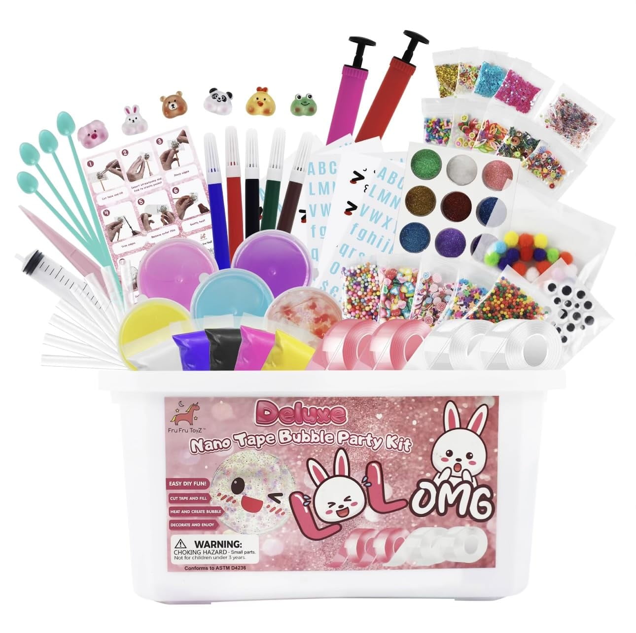 115 Piece Deluxe Nano Tape Bubble Party Kit, Edition. Crafts for Kids ...