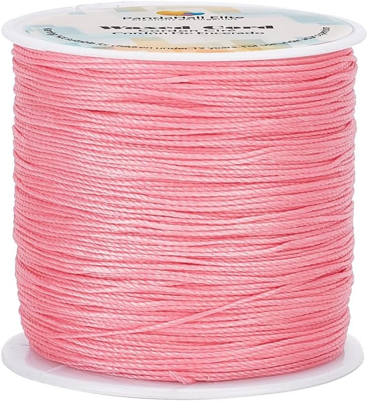 115 Yards 0.5mm Waxed Polyester Cord Pink Wax Cord Waxed Beading String ...
