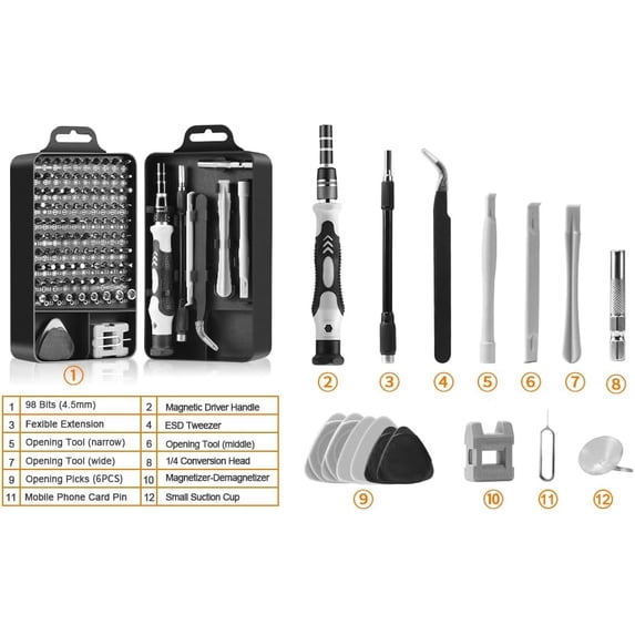 115-in-1 Precision Screwdriver Set, Electronics Repair Tool Kit Micro ...