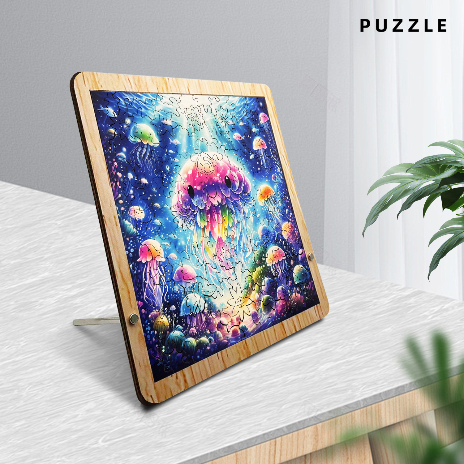 115-piece Jellyfish Wooden Puzzle for Adults with Base Plate, Unique ...