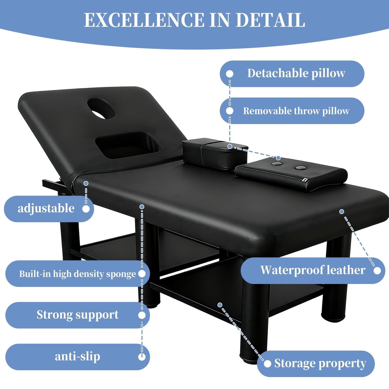 1150 Lbs Massage Table, Facial Bed for Spa Tattoo Beauty, Waterproof ...