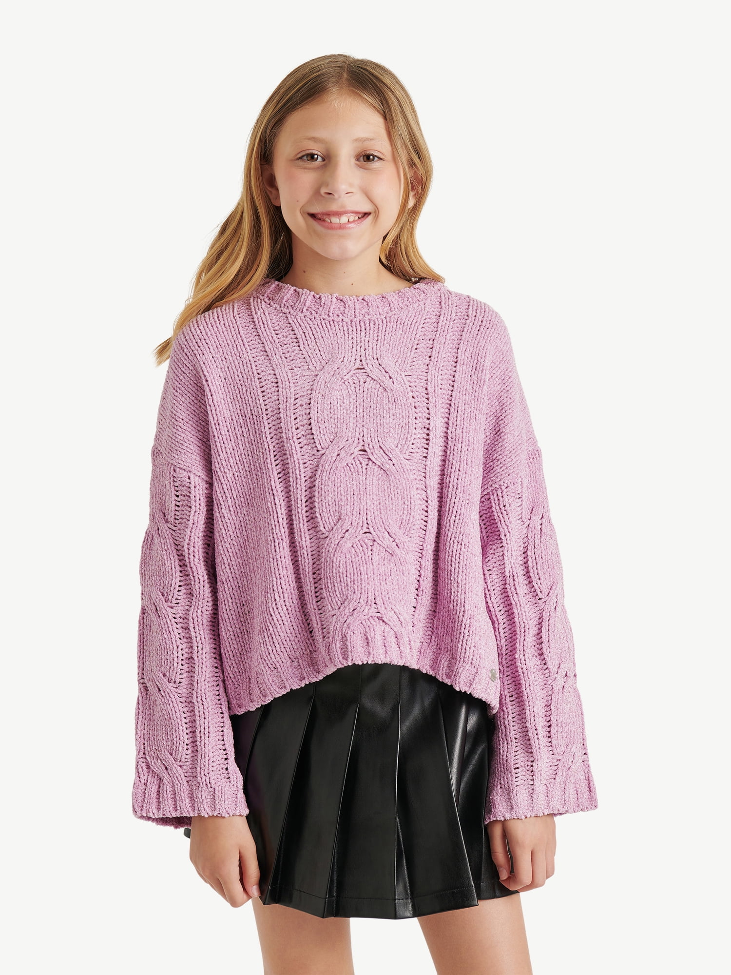 Justice Girls Cable Knit Sweater, Sizes XS - XLP - Walmart.com