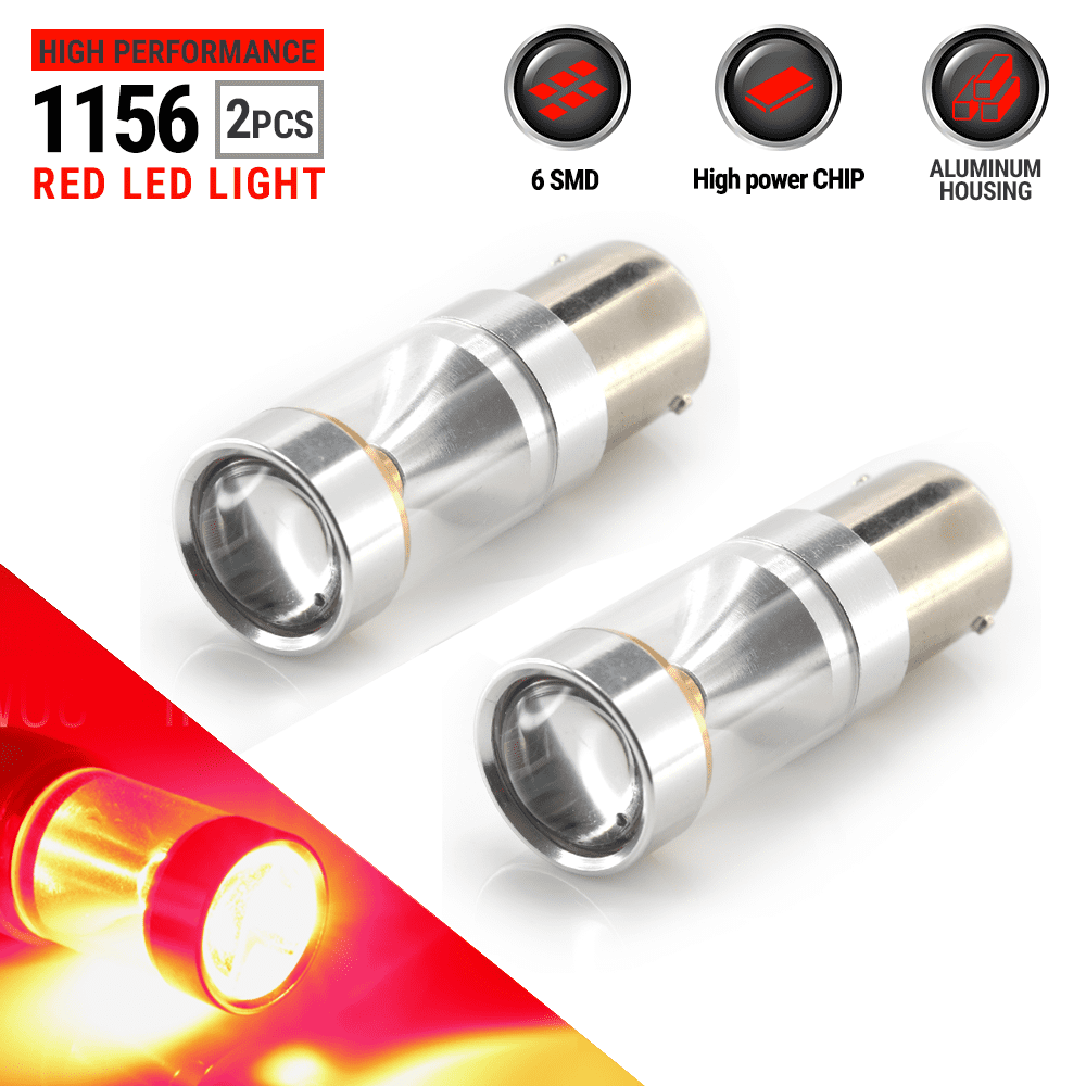 1156 High Power Red Brake Tail LED Light Pair Bulbs 30W - Walmart.com