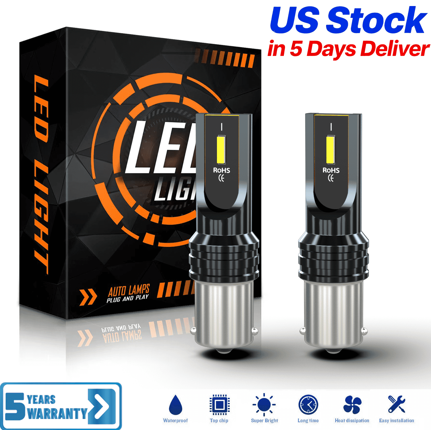 1156 LED Bulb, 1700LM 6500K White, 300% Brighter 1:1 Size, 7506 BA15S ...