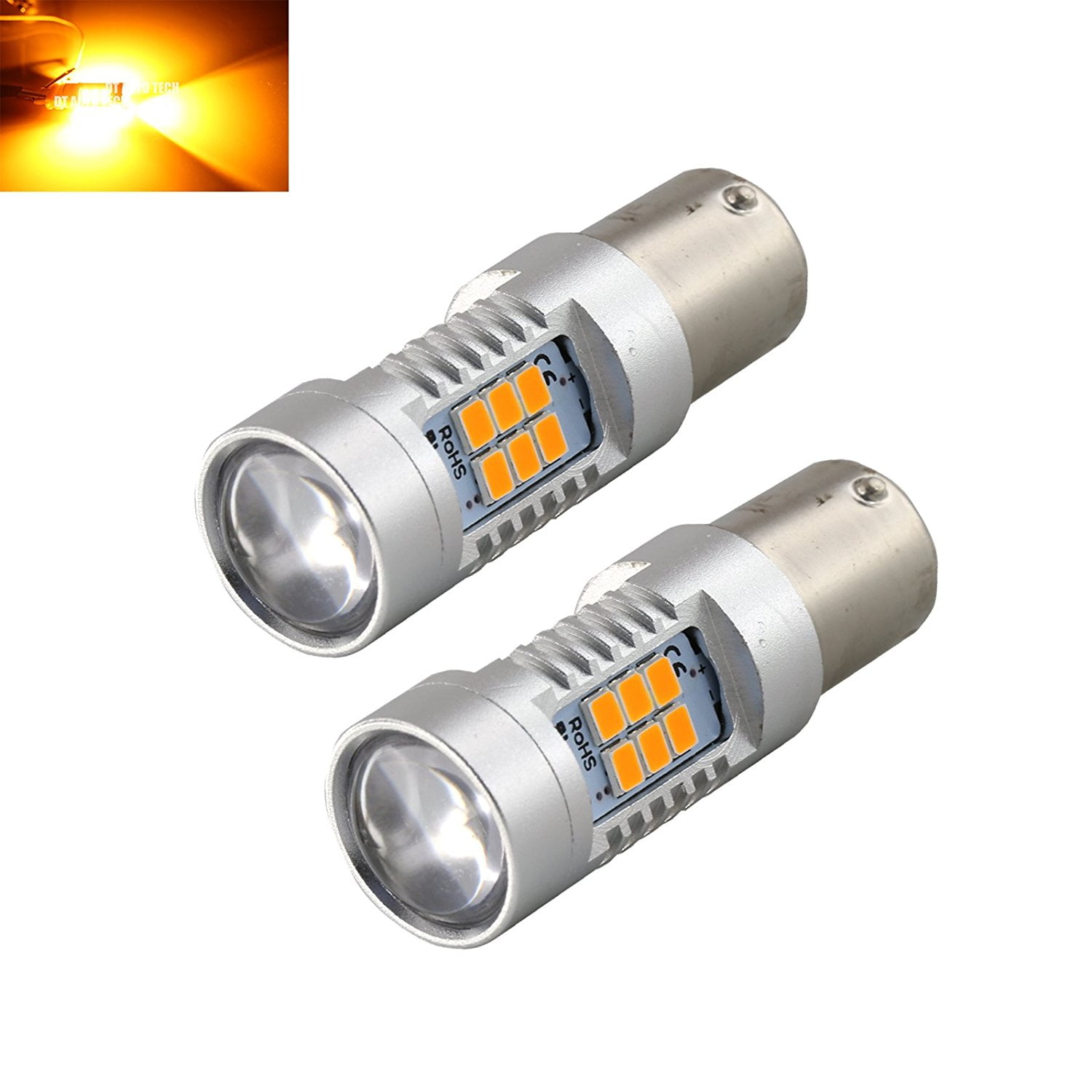 1157 Amber Yellow 50W High Power 3535 Chip LED Projector Turn Signal ...