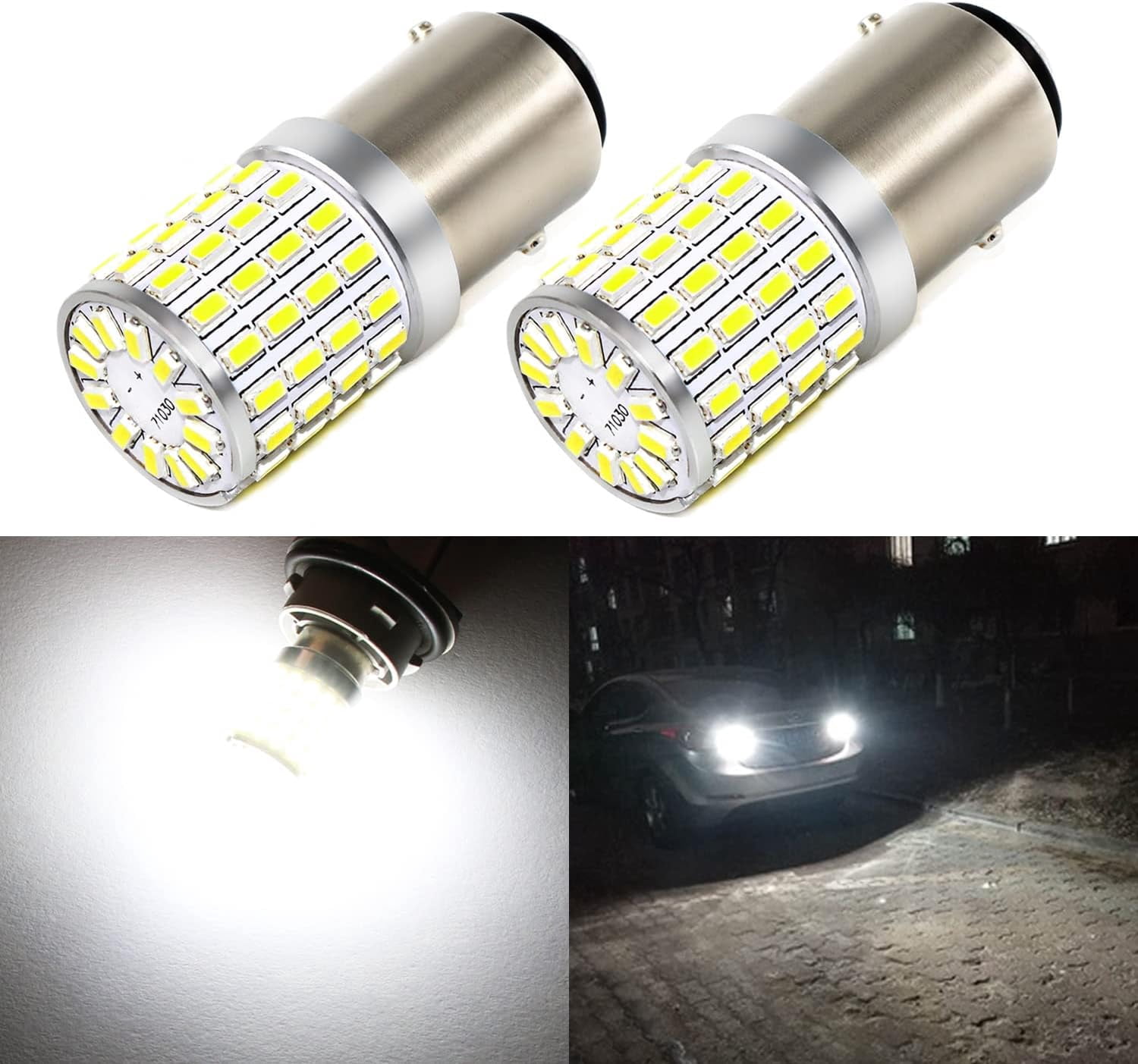 1157 LED White Light Bulbs, 2000 Lumens Super Bright 3014 72-SMD 2357 ...
