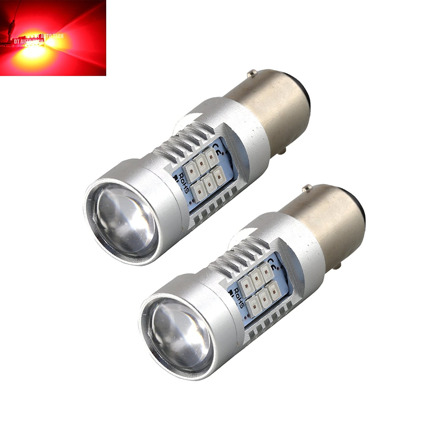 1157 Red 50W High Power 3535 Chip LED Projector Turn Signal/Brake/Tail ...