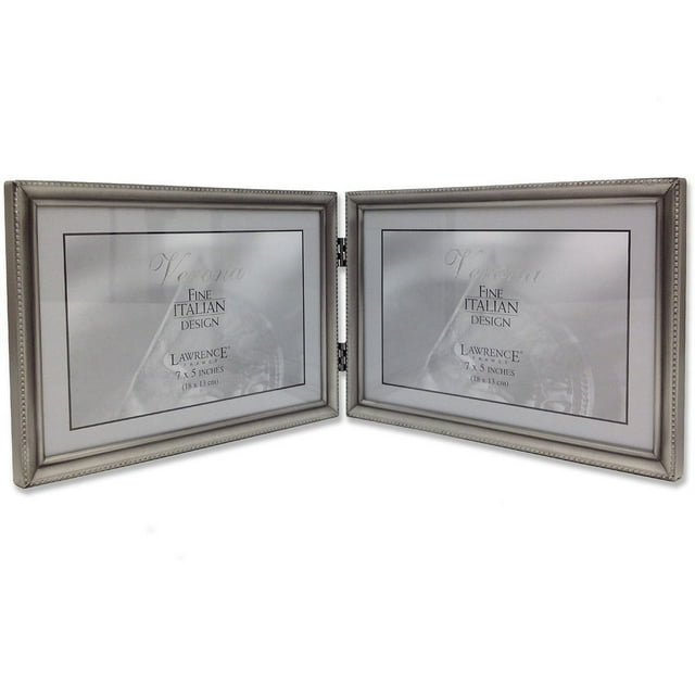 11575D Brushed Pewter Bead 7x5 Hinged Double Picture Frame - Walmart.com