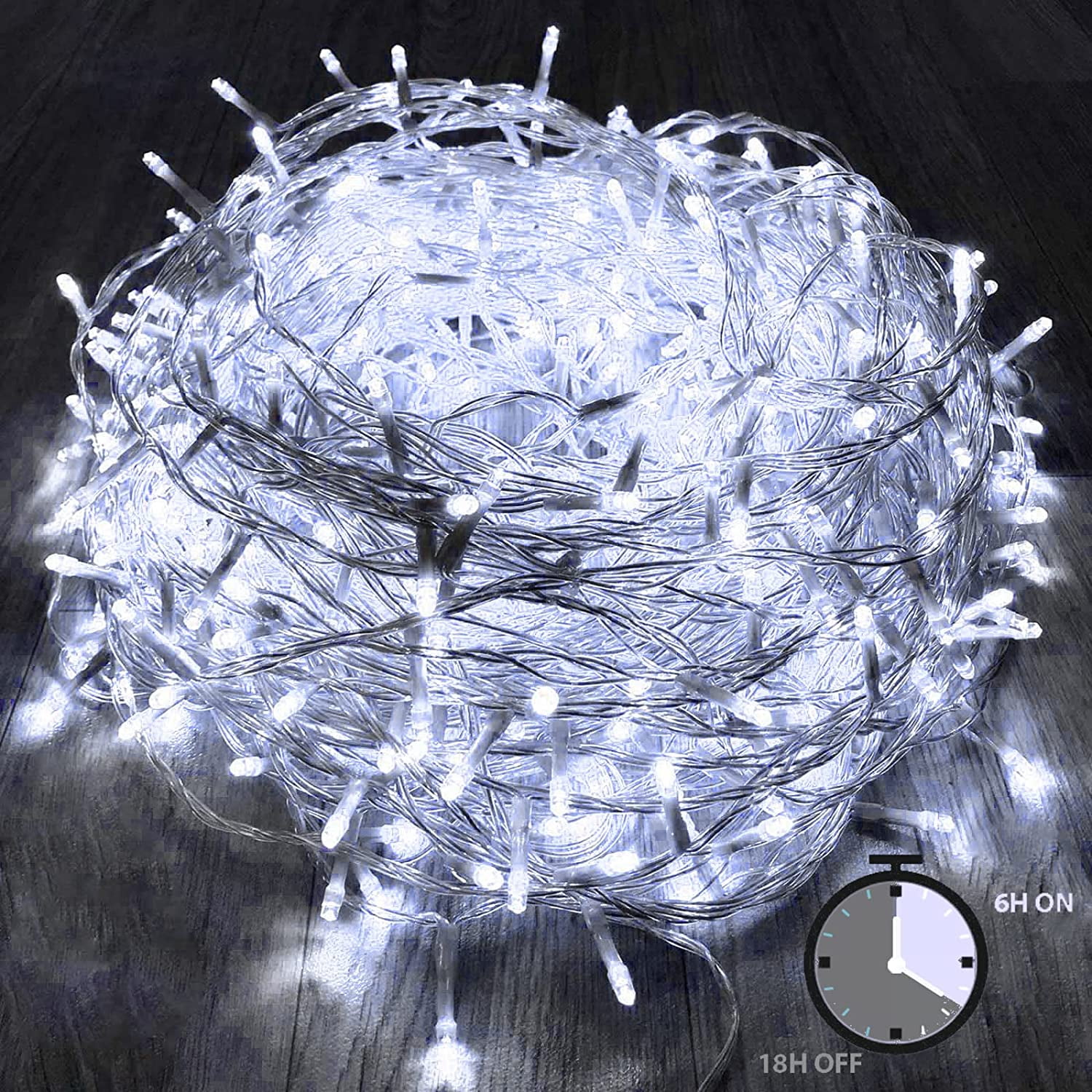 115FT 300LED Timer Function Cool White Christmas String Lights Indoor ...
