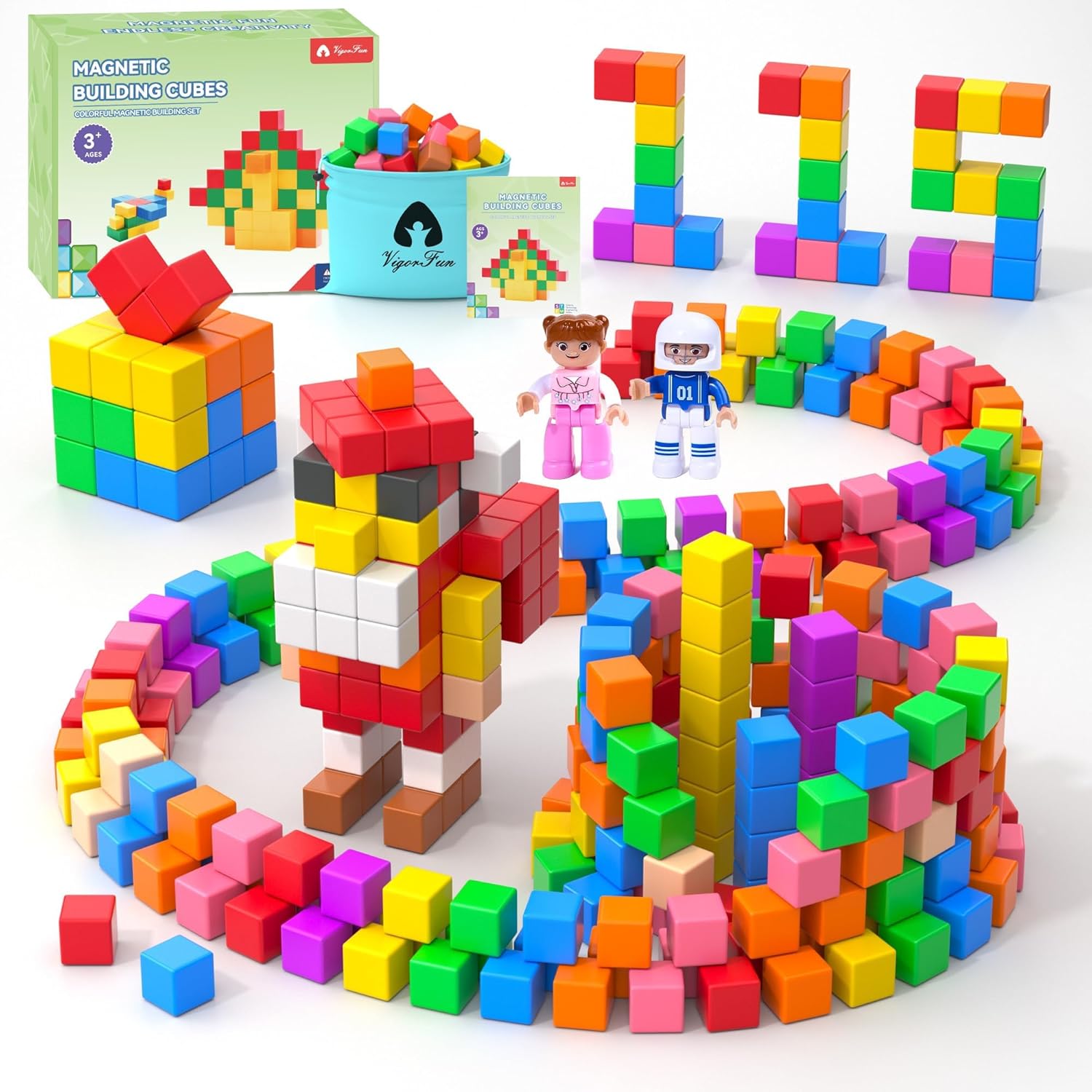 Candy Themed Construction Toys JUANGU Magnetic Building Cubes 162PCS ...