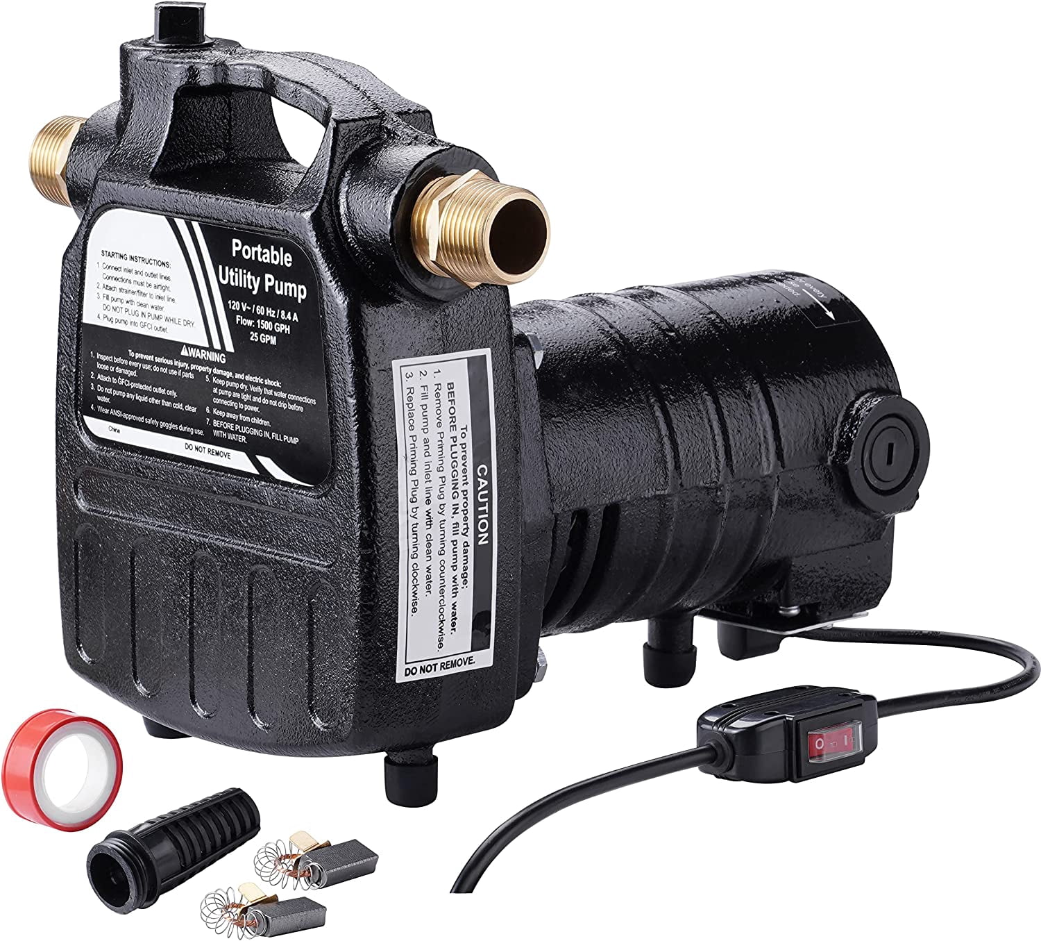 115Volt 1/2HP 1500 GPH Upgraded Heavy Duty High Pressure Cast Iron ...
