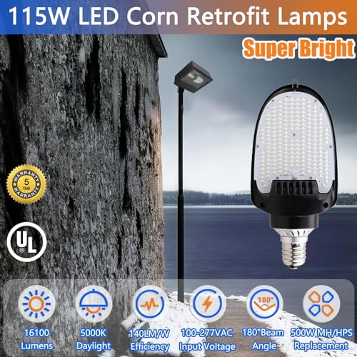 115W LED Shoebox Corn Retrofit Lamp, 16100LM LED Corn Light Bulb (500W ...