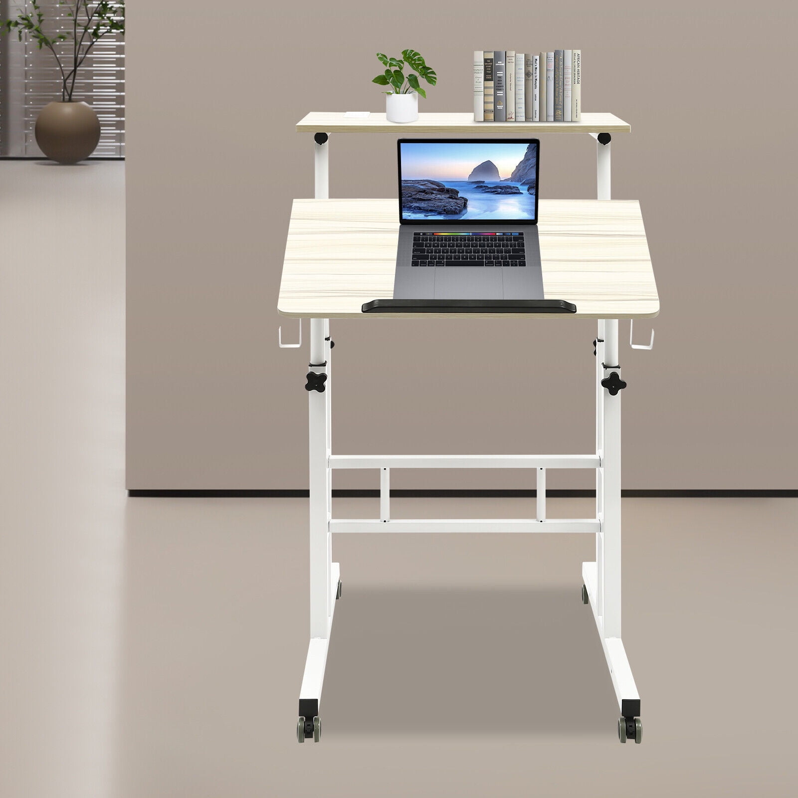 115cm Stand Up Height Adjustable Laptop Desk Rolling Computer ...