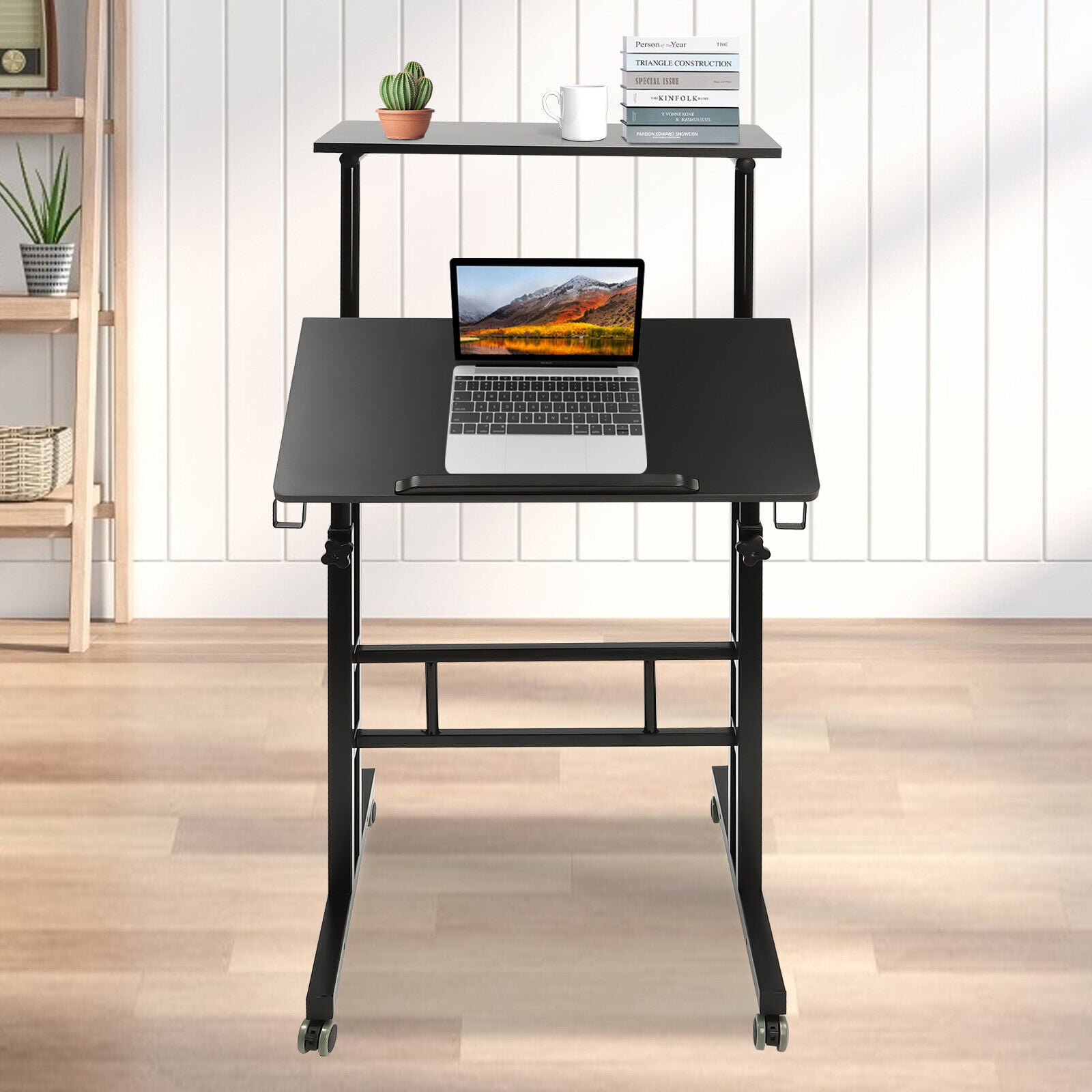 115cm Stand Up Height Adjustable Laptop Desk Rolling Computer ...