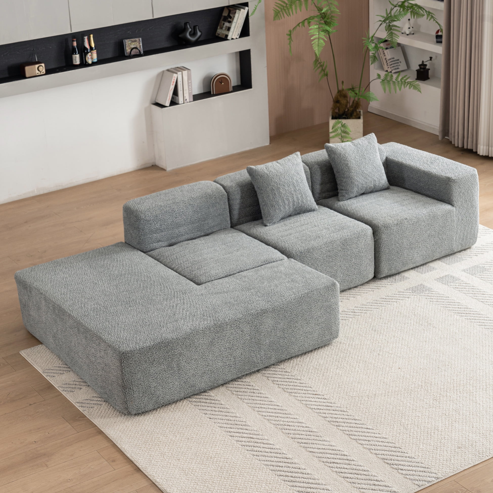 116.5" Modular Sofa Couch with Chaise, Boneless L Shape Sectional Couch ...