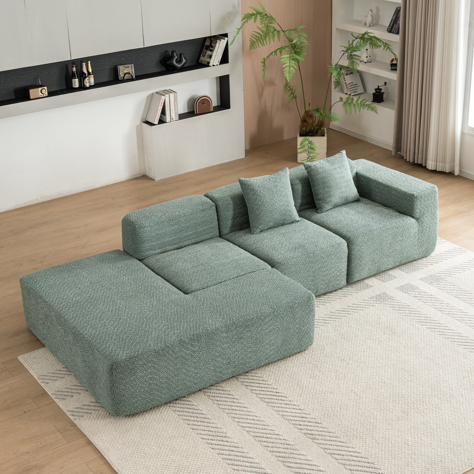 116.5" Modular Sofa Couch with Chaise, Boneless L Shape Sectional Couch ...