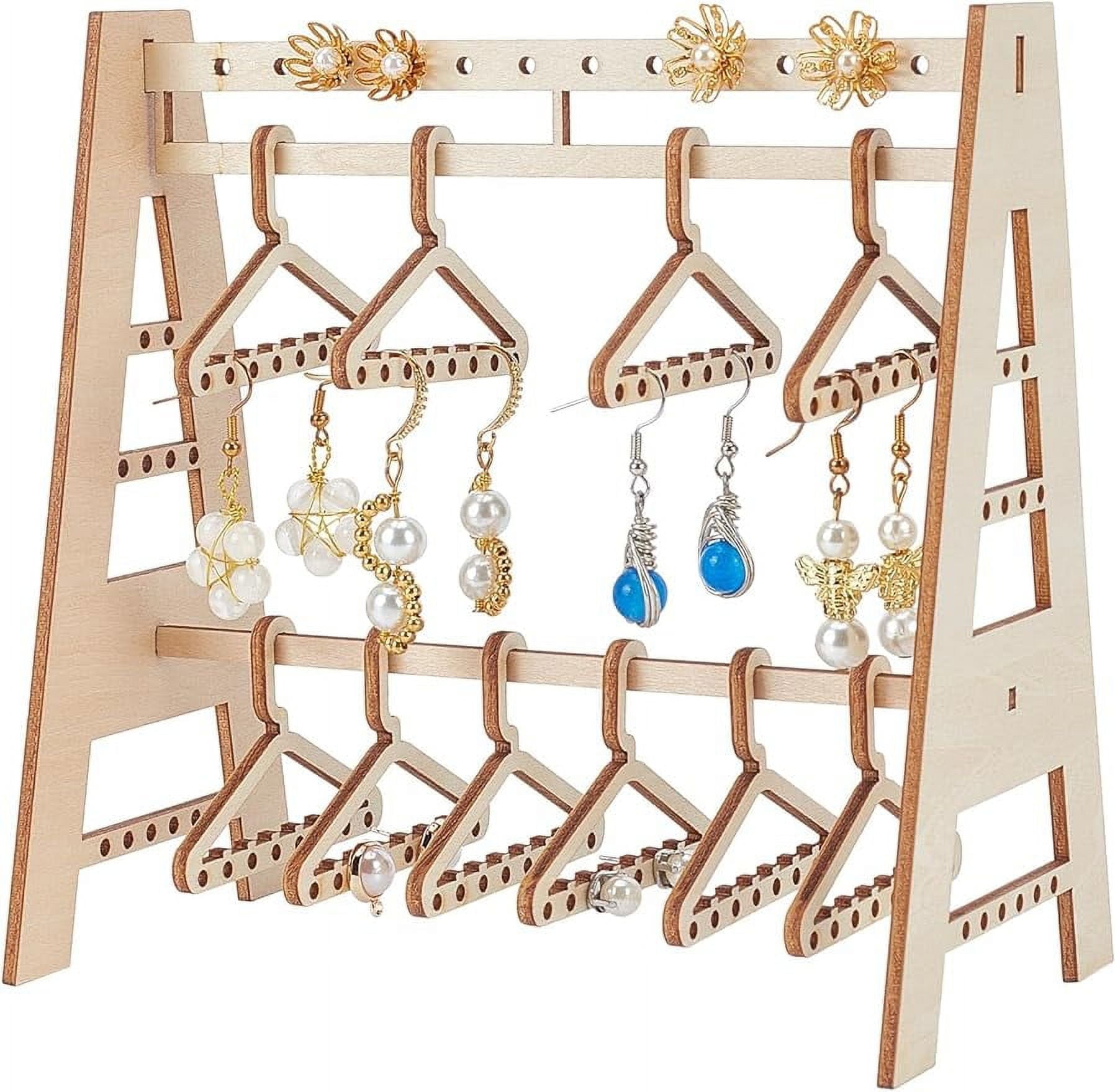 116 Holes Earring Holder Earring Organizer Rack with Mini Hangers Wood ...