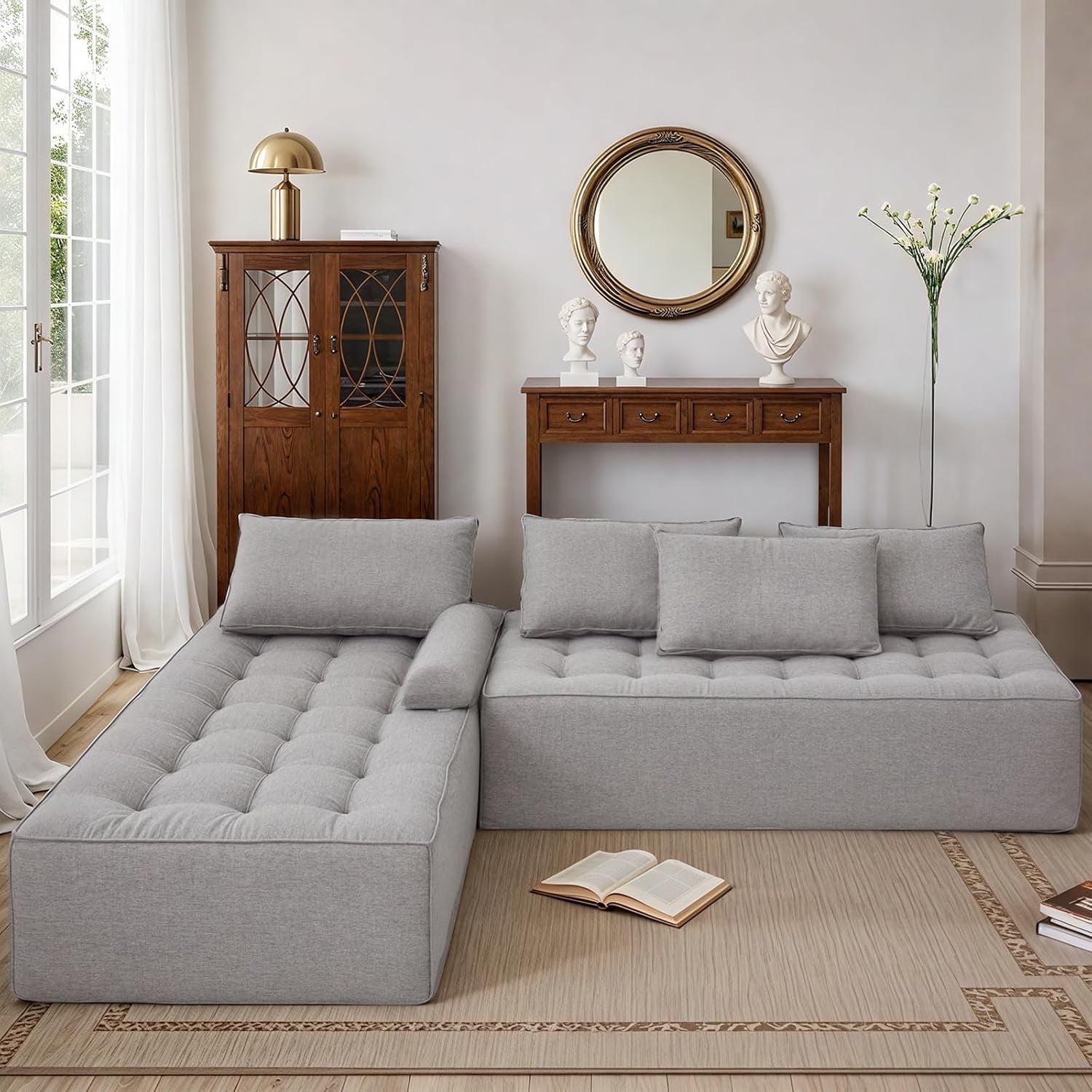 116” Modular Sectional Sofa, L Shaped Modular Couch with Chaise, Deep ...