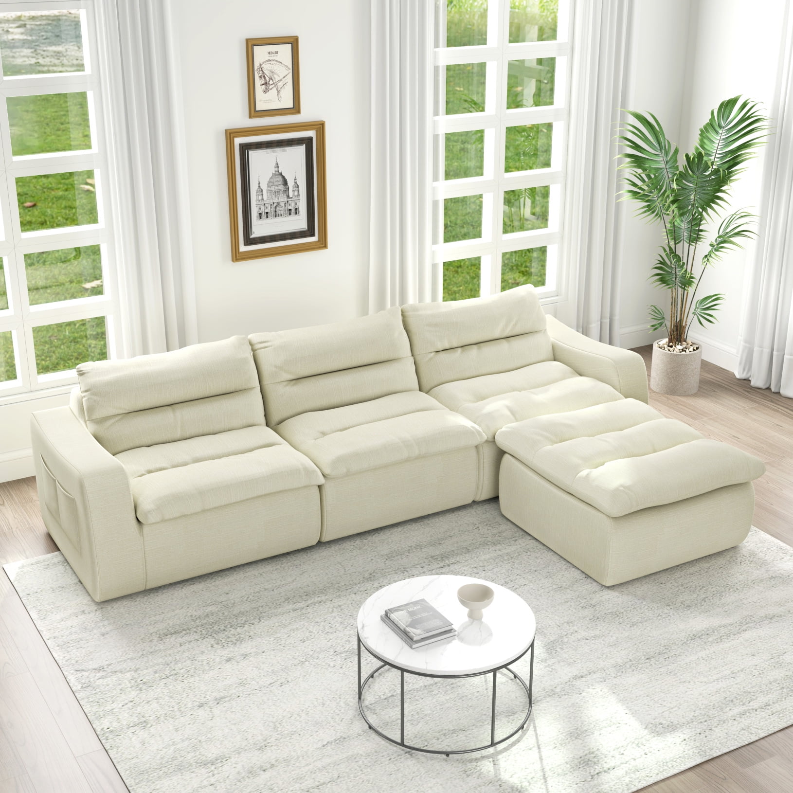 116" Modular Sectional Sofa - Lightweight L-Shaped Compressed Design ...