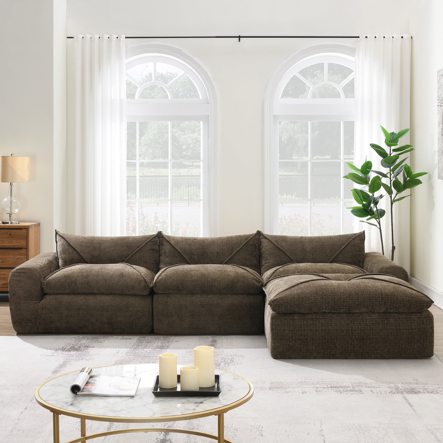 116" Oversized Modular Sectional Sofa, Chenille Cloud Couch with ...