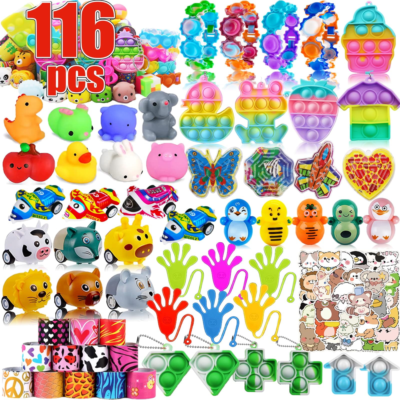 116 Pcs Party Favors for Kids 4-8-12,Pop Fidget Toys for Boys Grils, Treasure Box Toys for ...