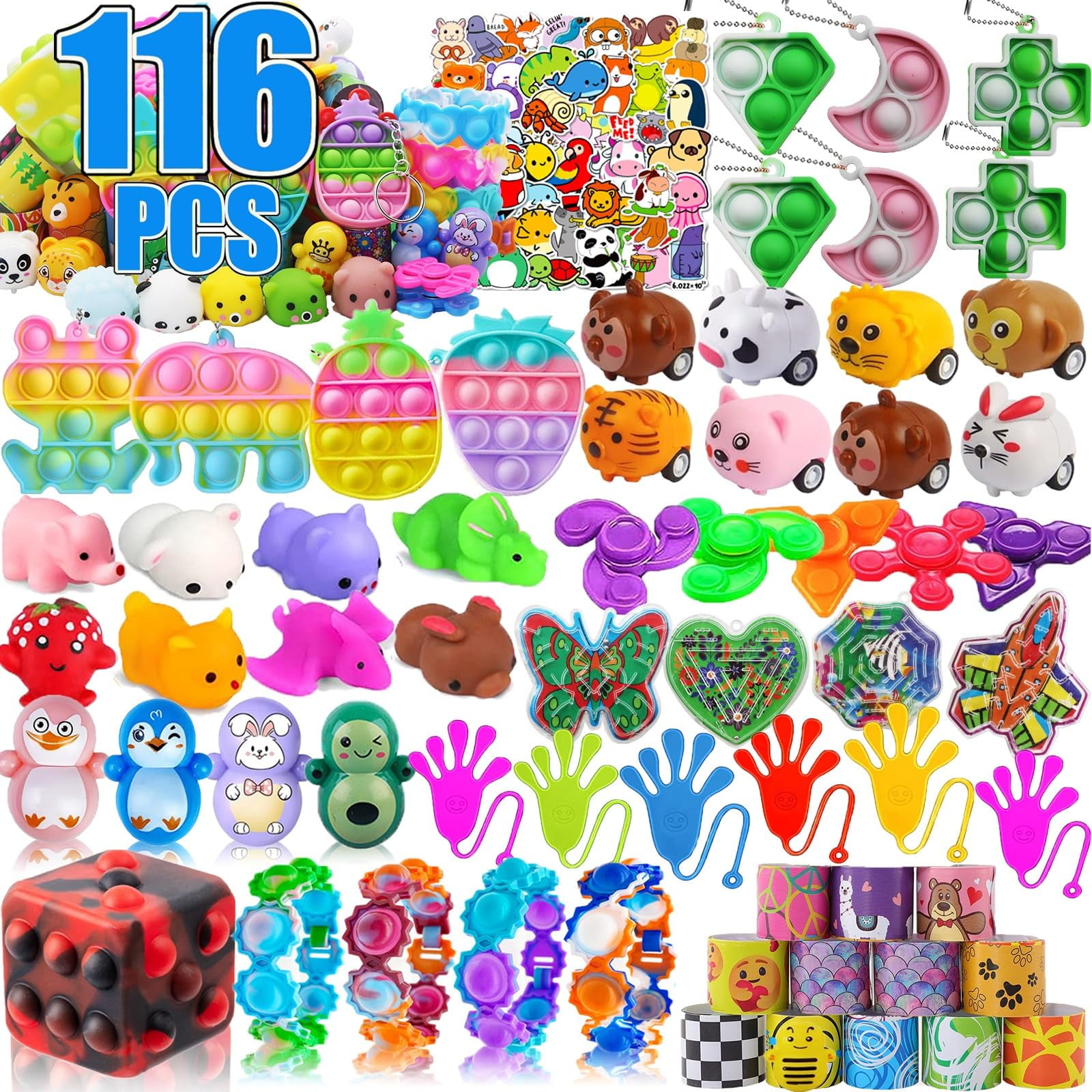 116 Pcs Pop Party Favors for Kids, Fidget Treasure Box Toys, Classroom ...