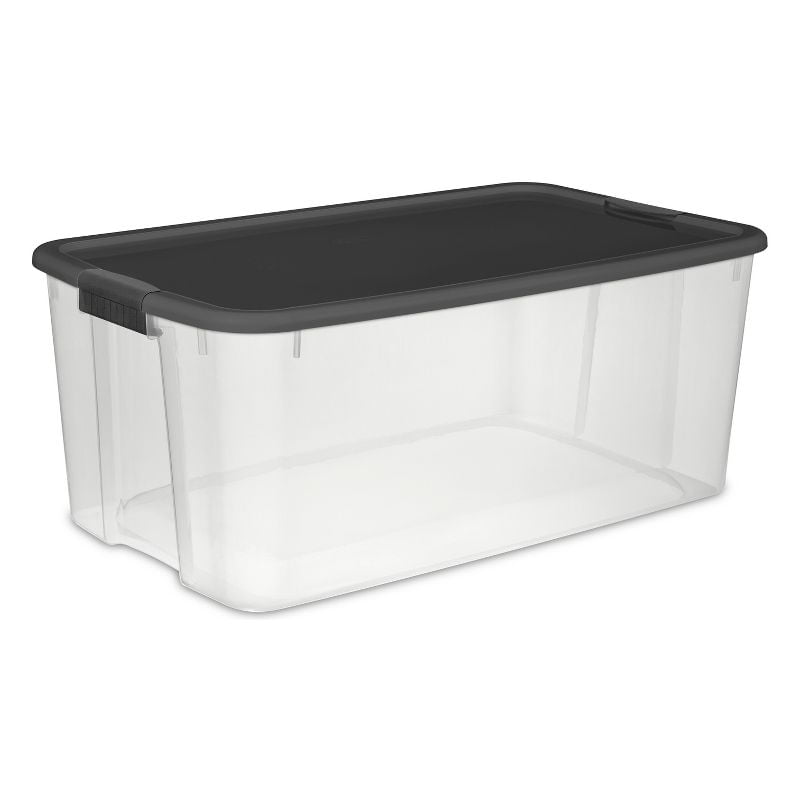 116 Qt Ultra Clear Latch Box Clear Base Flat Gray Lid and Latches ...