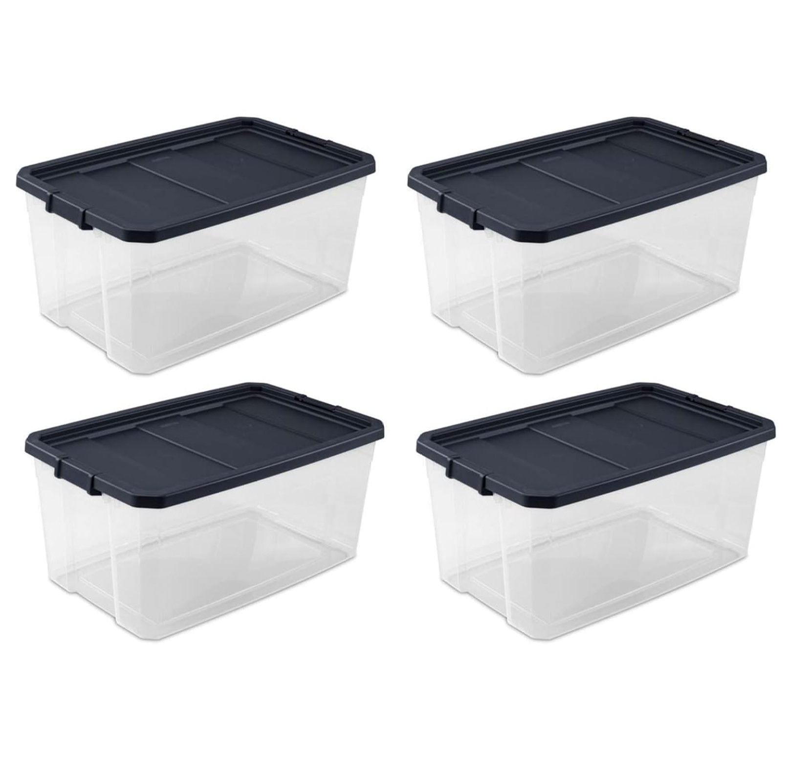 116 Quart Plastic Stacker Box, Lidded Storage Bin Container for Home ...